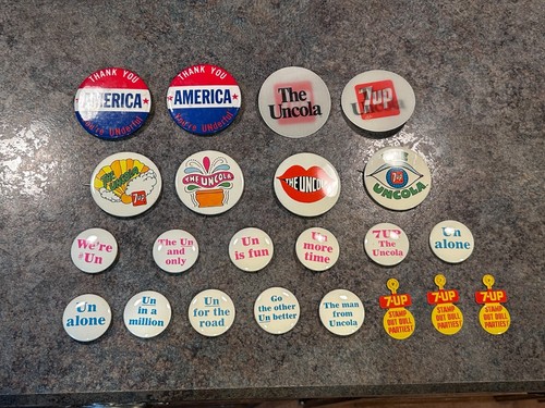 Vintage 1970s 7up "The Uncola" Ad Campaign Pin Pinback Buttons (Lot Of 22) 7-Up | eBay