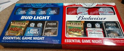 BUDWEISER/BUD LIGHT GAME NIGHT GIFT SET CARDS COASTERS POKER GUIDE BOOK ...
