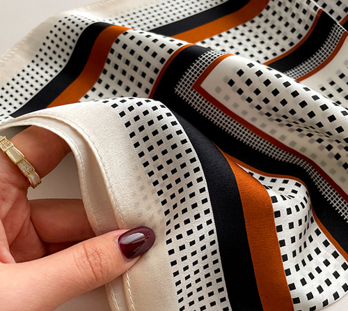 100% Silk 20" small Square Scarf Women neckerchief Wrap plaid black ...