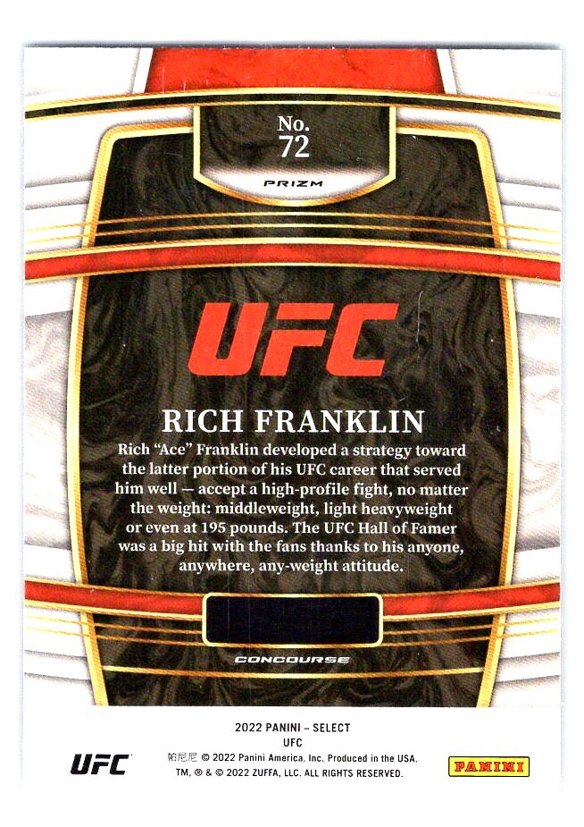 2022 Select UFC #72 Rich Franklin Concourse Green & Purple | eBay