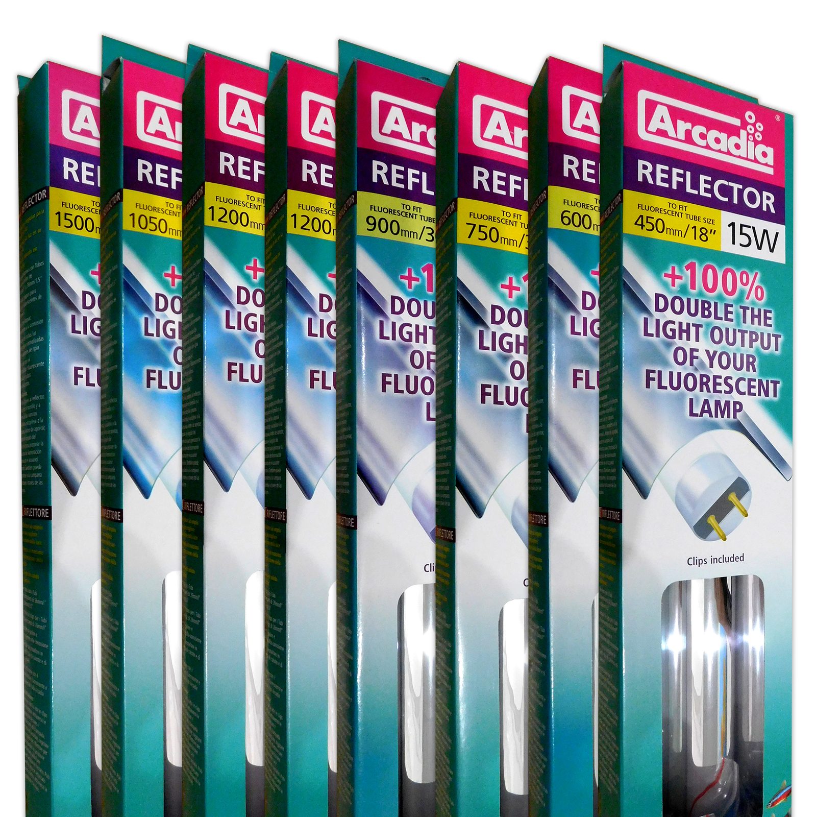 ARCADIA Light Reflectors for T8 Bulbs with clips - Aquarium / Reptile ...