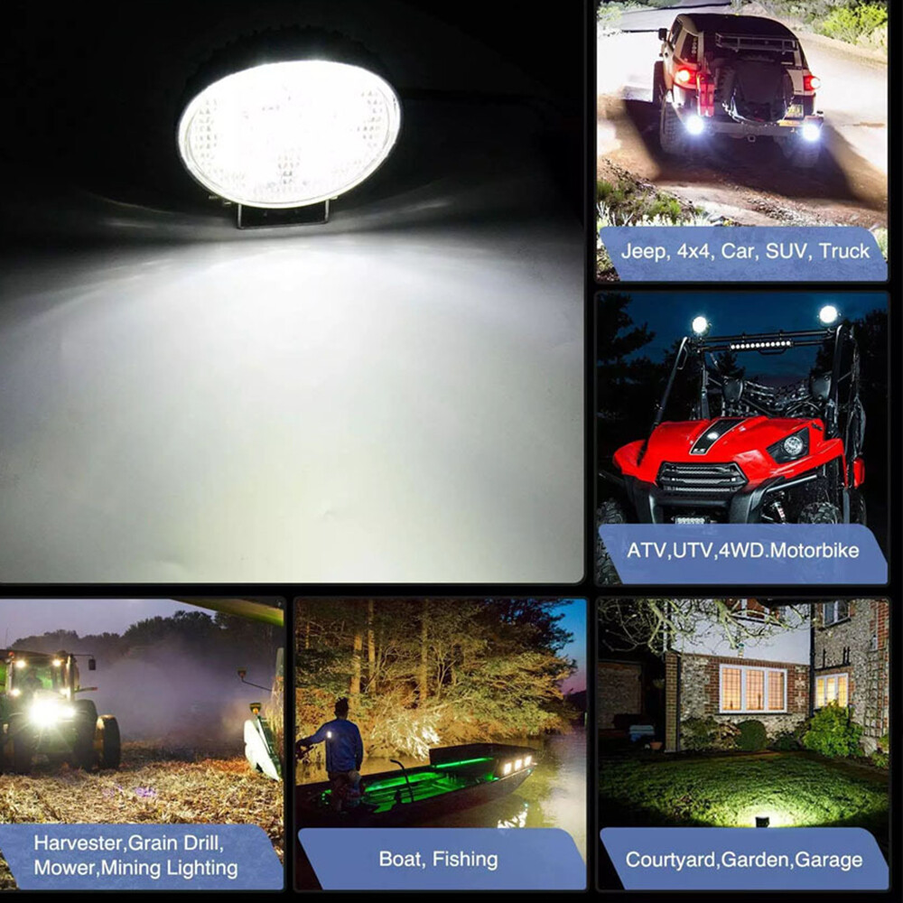 2X 4" Round LED Spot Light Pod Work Flood Driving Fog Lamp Offroad 4WD ...