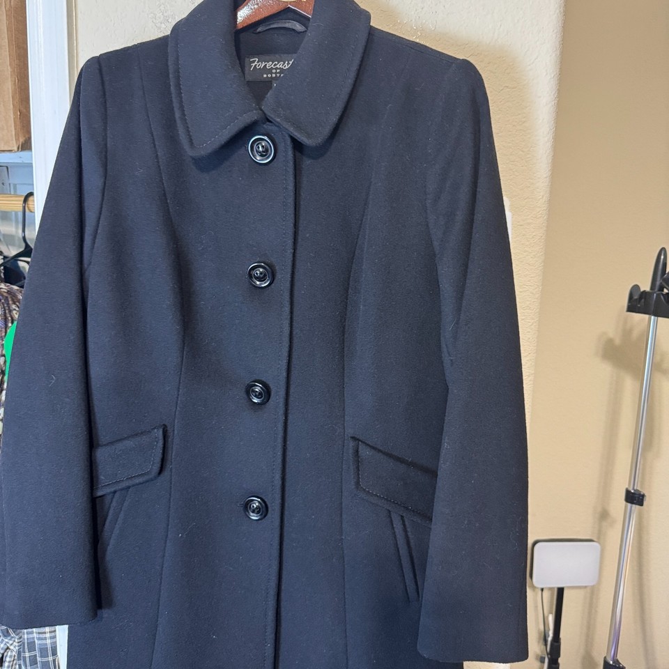 Forecaster Of Boston VINTAGE Womens Sz 14 Black Full Length Coat Lambs ...