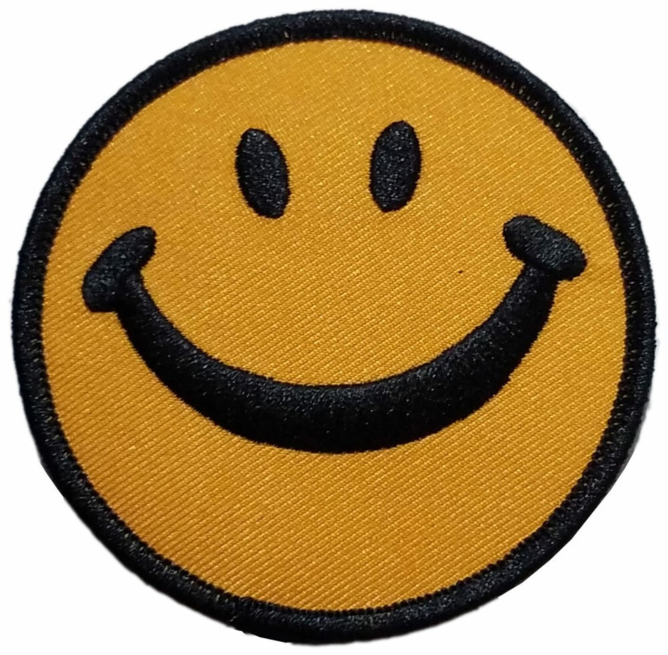 Smiley Face Embroidered Sew On Patch - 3" Round | eBay