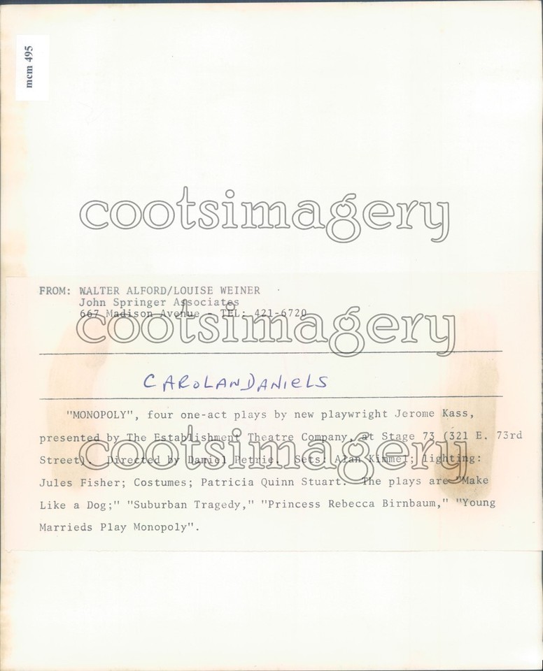 Stage Actress Carolan Daniels in Play Monopoly Press Photo | eBay