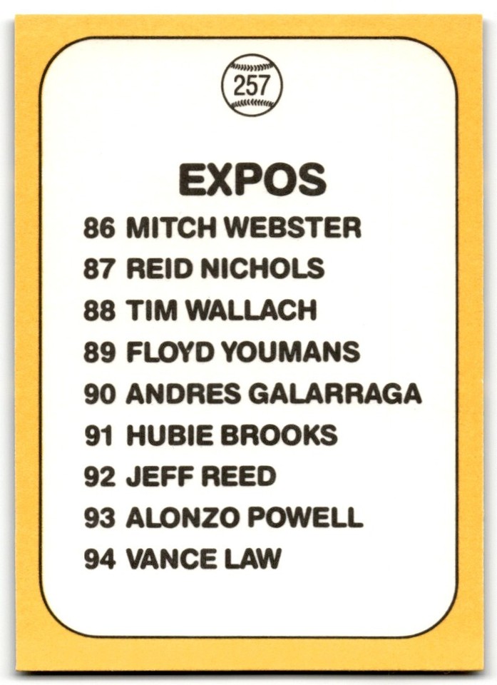 1987 Donruss Opening Day Expos Logo Montreal Expos #257 | eBay