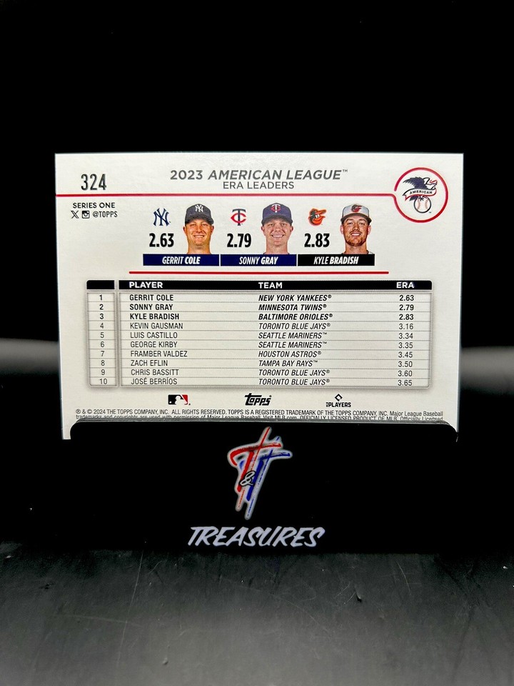 Cole, Gray, Bradish AL League Leaders Easter Foil 2024 Topps Series 1 ...
