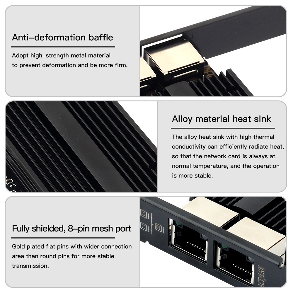 2-Port RJ45 To PCIe Network Card Ethernet Controller 2.5Gbps Gigabit ...