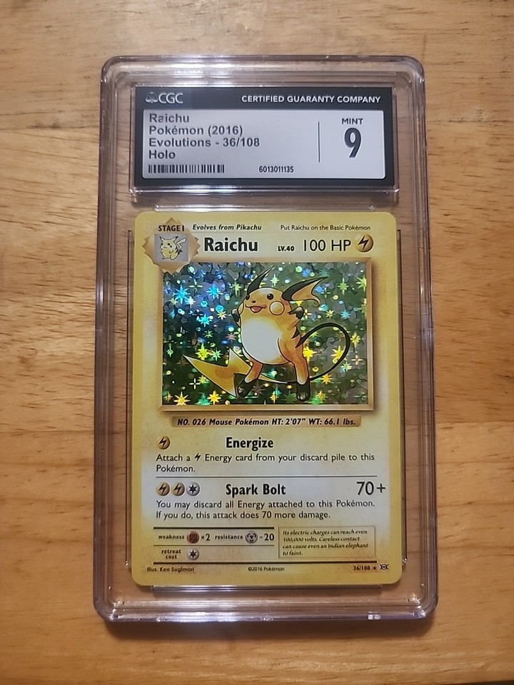 Pokemon Raichu Holo 36/108 - 2016 Evolutions CGC 9 | eBay