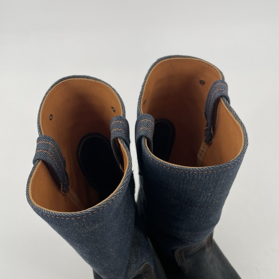 Vintage Dexter Blue Denim Jeans Square Toe Western Cowboy Boots Mens ...
