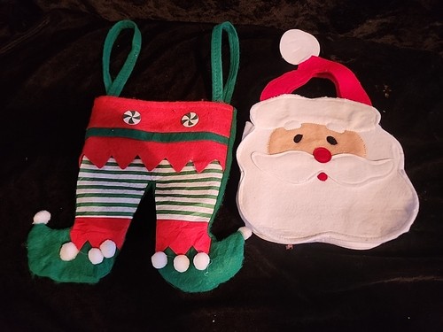 Christmas Felt Gift Bags Santa And Elf Pants | eBay