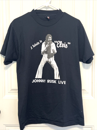 Vintage Johnny Rusk Live "A Tribute to Elvis" Black T Shirt Size L | eBay