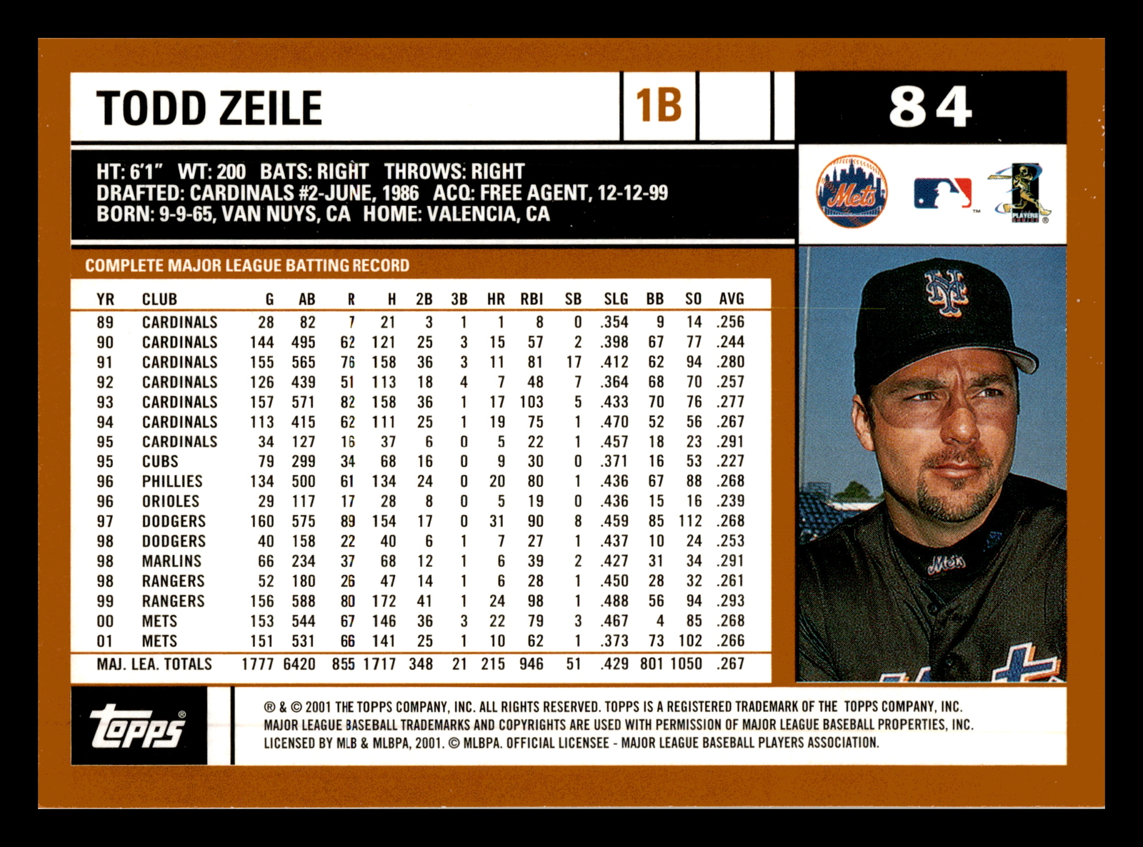2002 Topps Todd Zeile New York Mets #84 Centered Mint | eBay