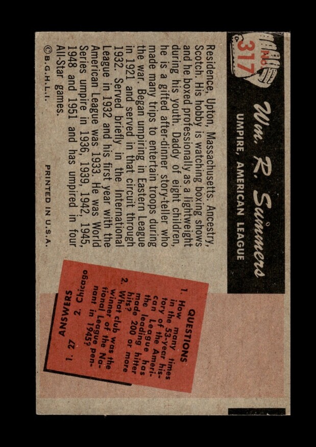 1955 Bowman Set-Break #317 William Summers VG-VGEX *GMCARDS* | eBay