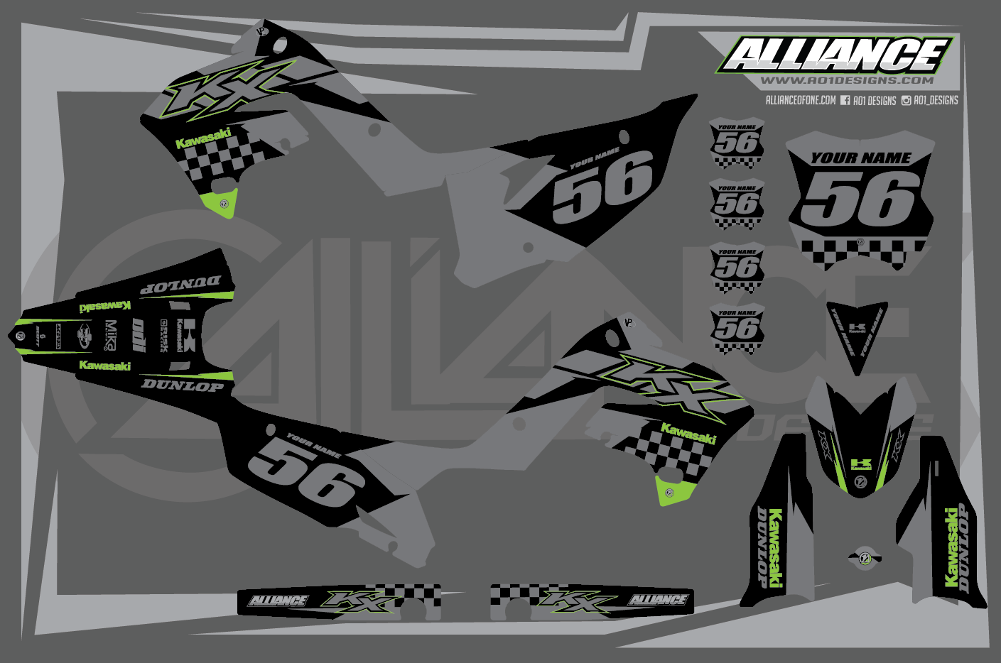 2003 - 2008 KAWASAKI KX 125 / 250 Polisport Restyle GRAPHICS Kit DECALS ...