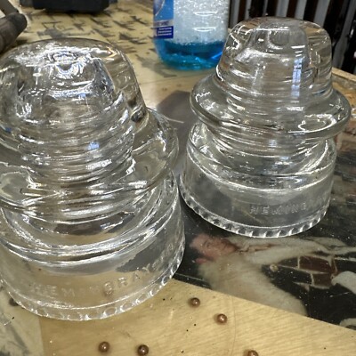 Pair Vintage Hemingray 19 Glass Insulator Clear Near Perfect | eBay