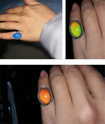 Jewelry Changing Color Mood Ring Temperature Emotion Feeling Adjustable ...