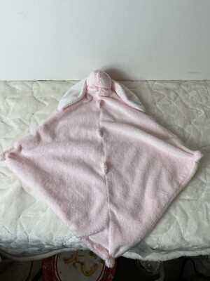 Angel Dear Pink Bunny Rabbit Lovey Blanket 12”X12” Knotted Corners Very ...