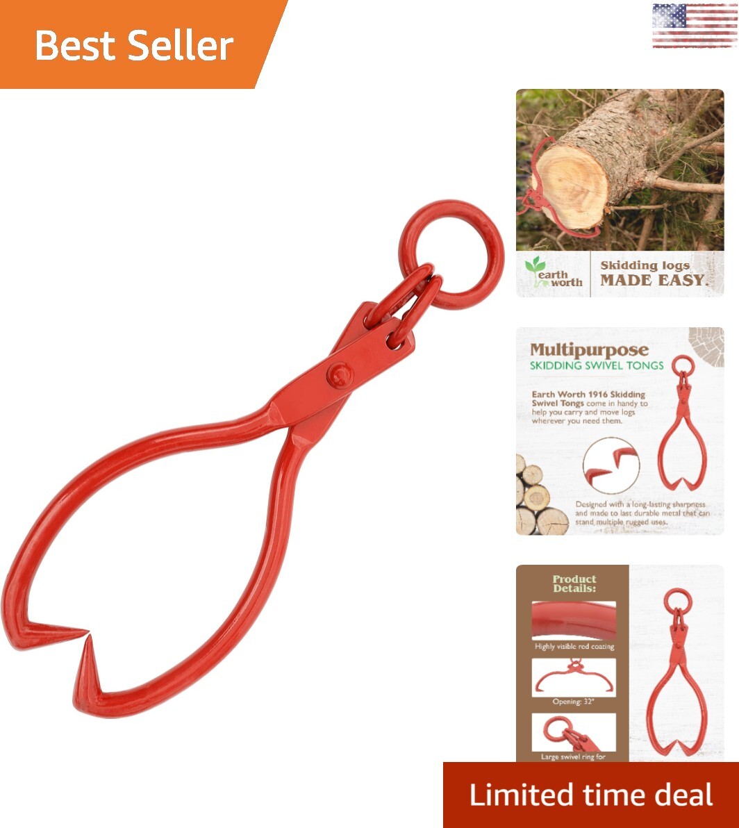 32-inch Log Grabber - Skidding Tongs with Ring for Chain - Durable and ...