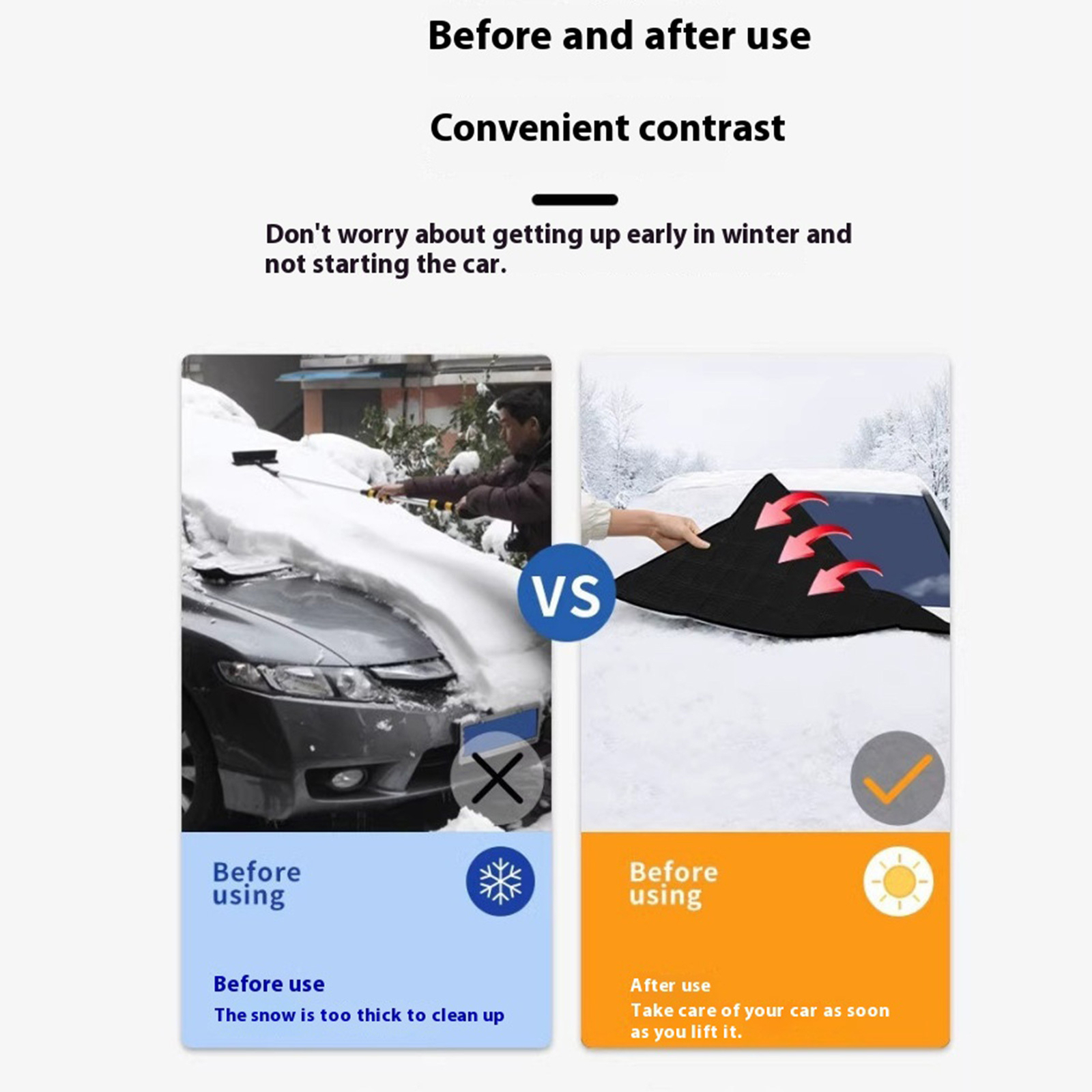 Snow Car Cover Extended Frost Guard Car Window Protector Windshield ...