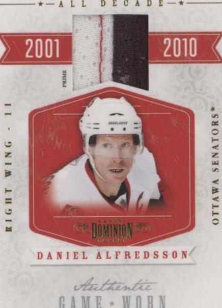 2010-11 Panini Dominion - All Decade Daniel Alfredsson #DA Materials Prime /25 (MEM) for sale ...