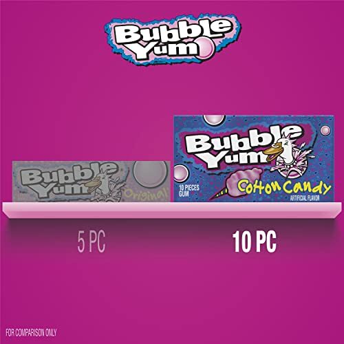 BUBBLE YUM Cotton Candy Bubble Gum, Bulk Individually Wrapped, 2.82 oz ...
