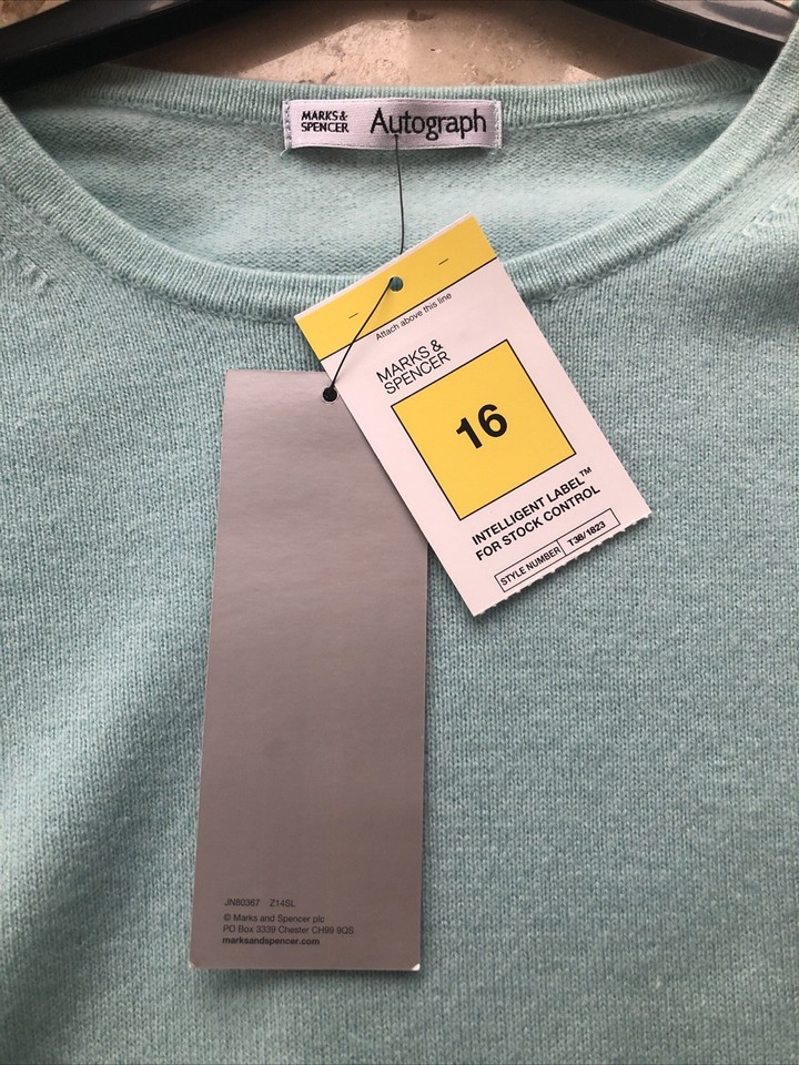 M&S Autograph Ladies 100% Cashmere Round Neck Jumper Size 16 Pale ...