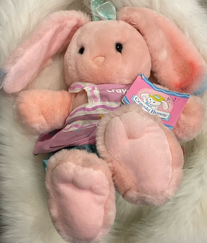 90s Vintage Hallmark PINK Crayola Bunny Rabbit Stuffed Animal Easter ...