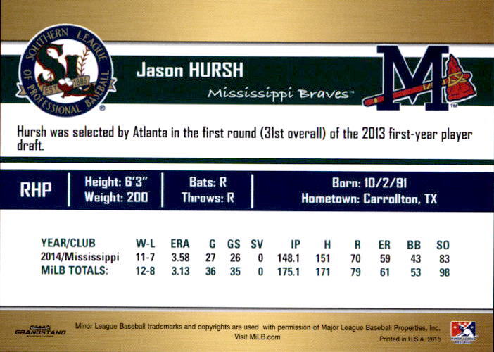 2015 Southern League Top Prospects 13 Jason Hursh Carrollton Texas ...