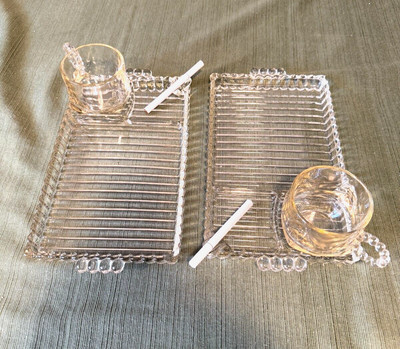 Vintage 2 Sets Hazel Atlas Can Snack Sip & Smoke Luncheon Plates & Cups ...
