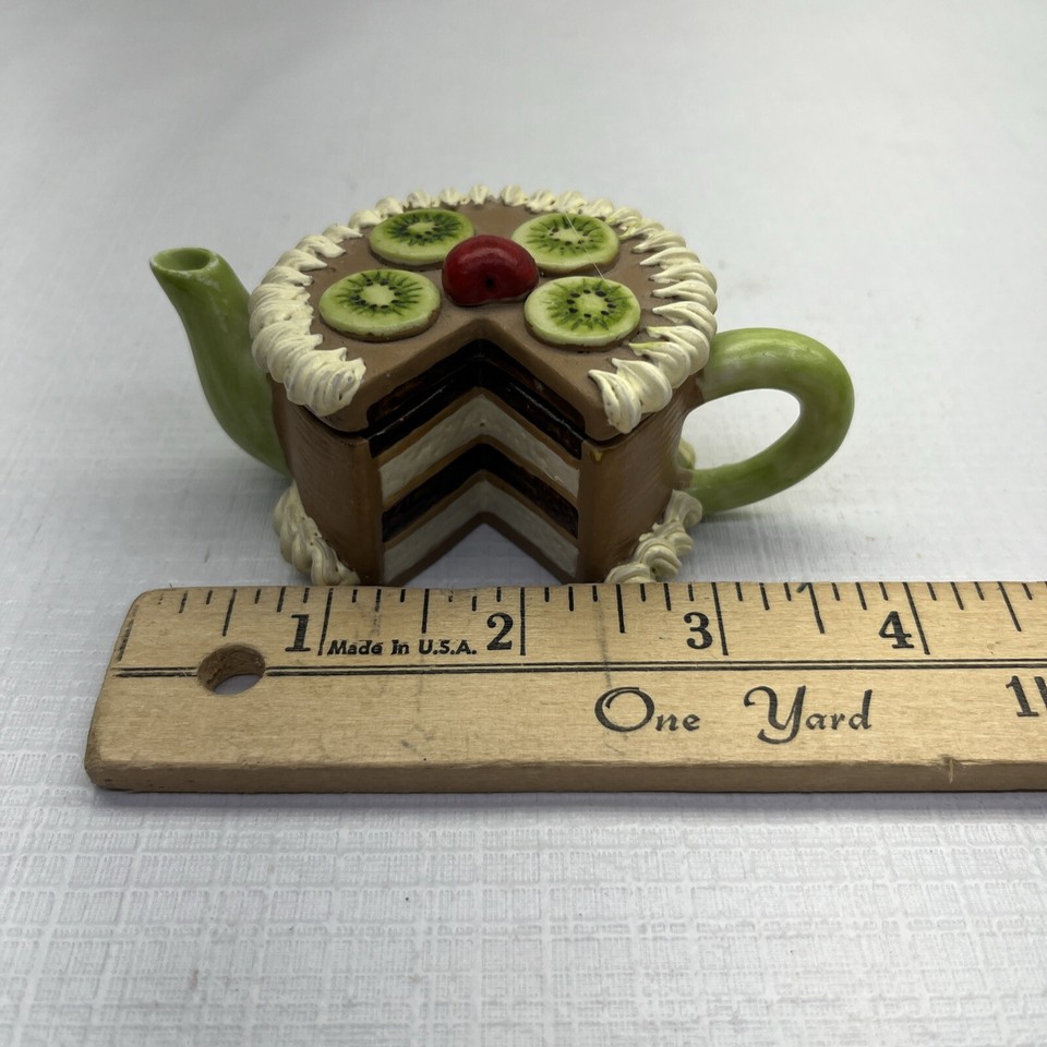 Vtg Miniature Ceramic Teapot Cake Trinket Box 4” Figurine | eBay