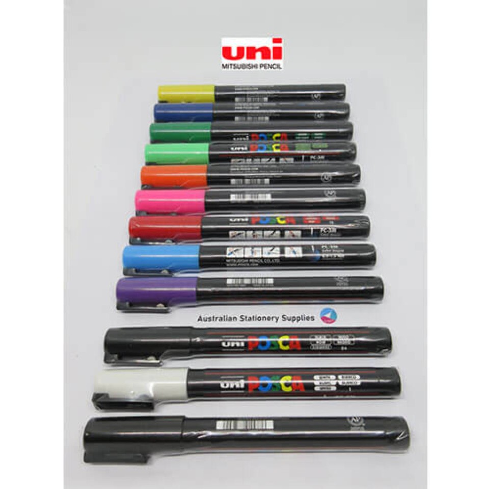 Uni Posca Wterbased Acrylic Pigment Ink Bullet Tip Marker Assorted Pack ...