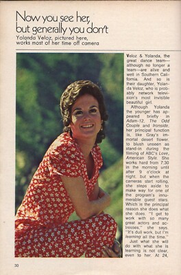1971 TV ARTICLE YOLANDA VELOZ ~ VELOZ & YOLANDA DANCE TEAM ~ STAND IN ...