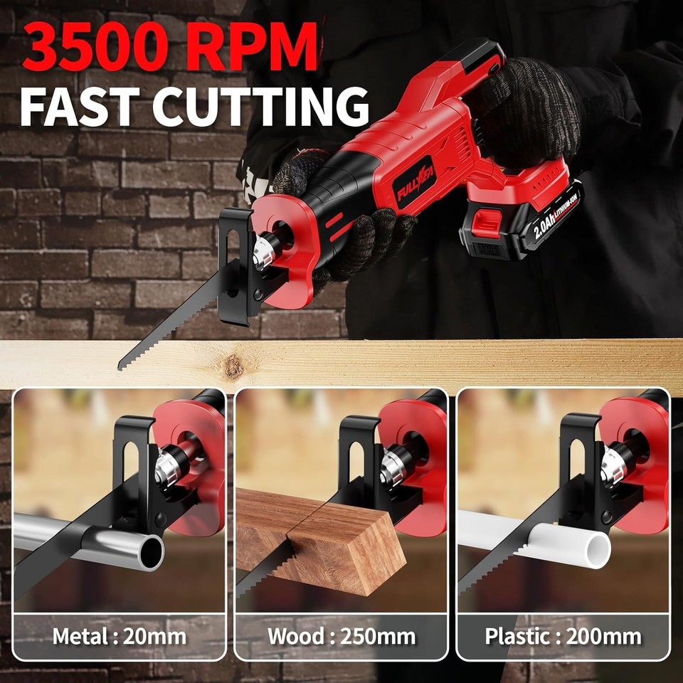 Reciprocating Saw Cordless, Brushless Recipro Saw 0-3500 SPM, Cordless ...