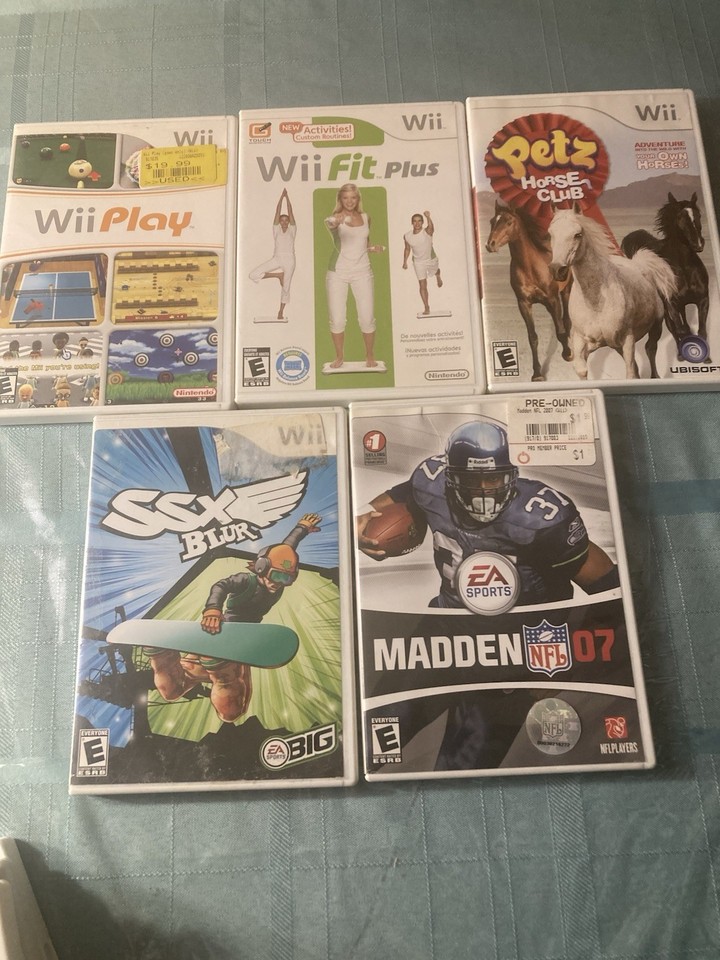 Nintendo Wii RVL-101 Black Console Bundle w/ 2 Controllers, 10 games ...