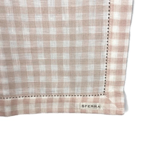 SFERRA 8-100% Linen Pink Gingham Check Lunch Brunch Napkins Summer ...