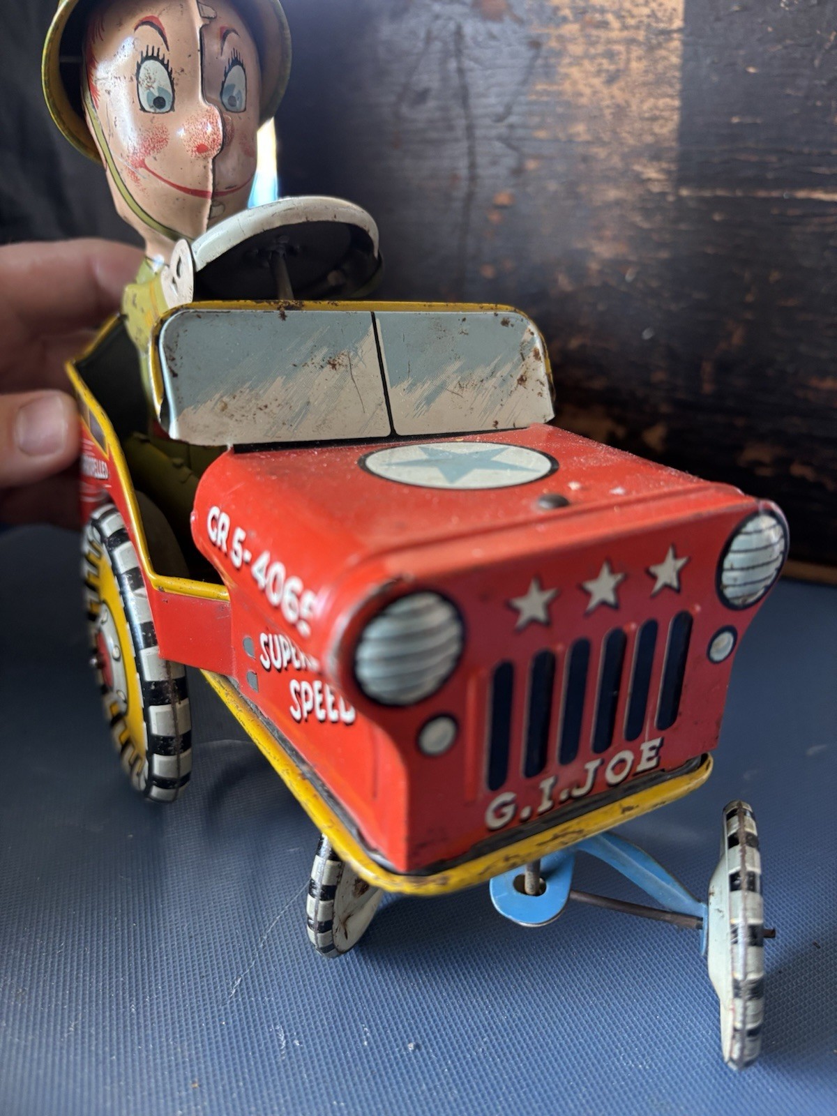 1940’s G.I. Joe And His Jouncing Jeep Tin Litho Wind Up Toy! Vintage ...