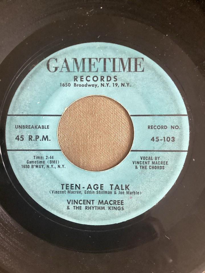 RnR45 VINCENT MACREE (& CHORDS) GAMETIME 103 CANDY DOLL/TEEN-AGE TALK | eBay