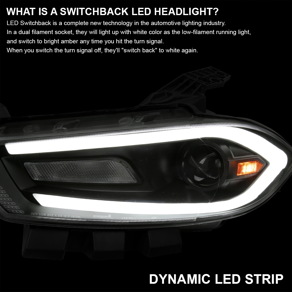 Black Fits 2013-2016 Dodge Dart Projector Headlights Switchback LED DRL ...