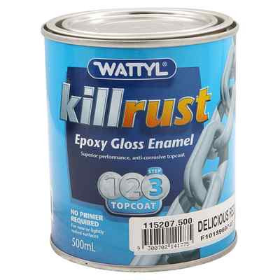 Wattyl Killrust Epoxy Gloss Enamel DELICIOUS RED Topcoat - 500ml, 1L or ...