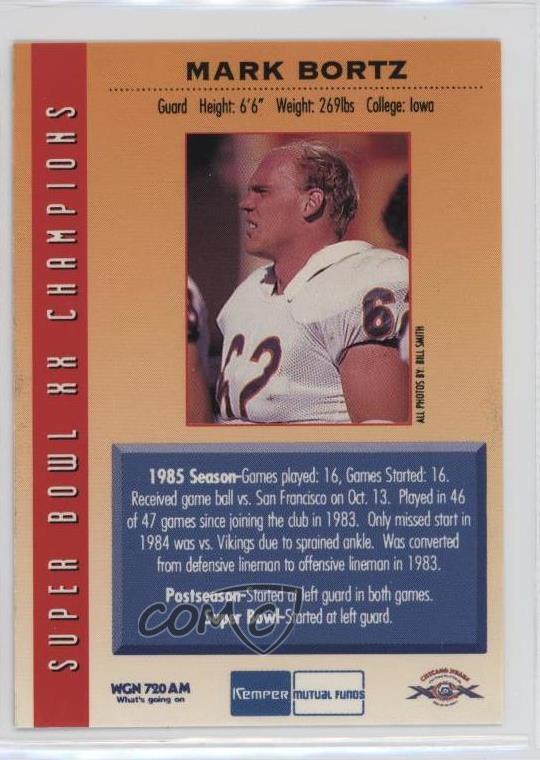 1995 Chicago Bears 1985 Super Bowl Champs 10th Anniversary Team Issue ...