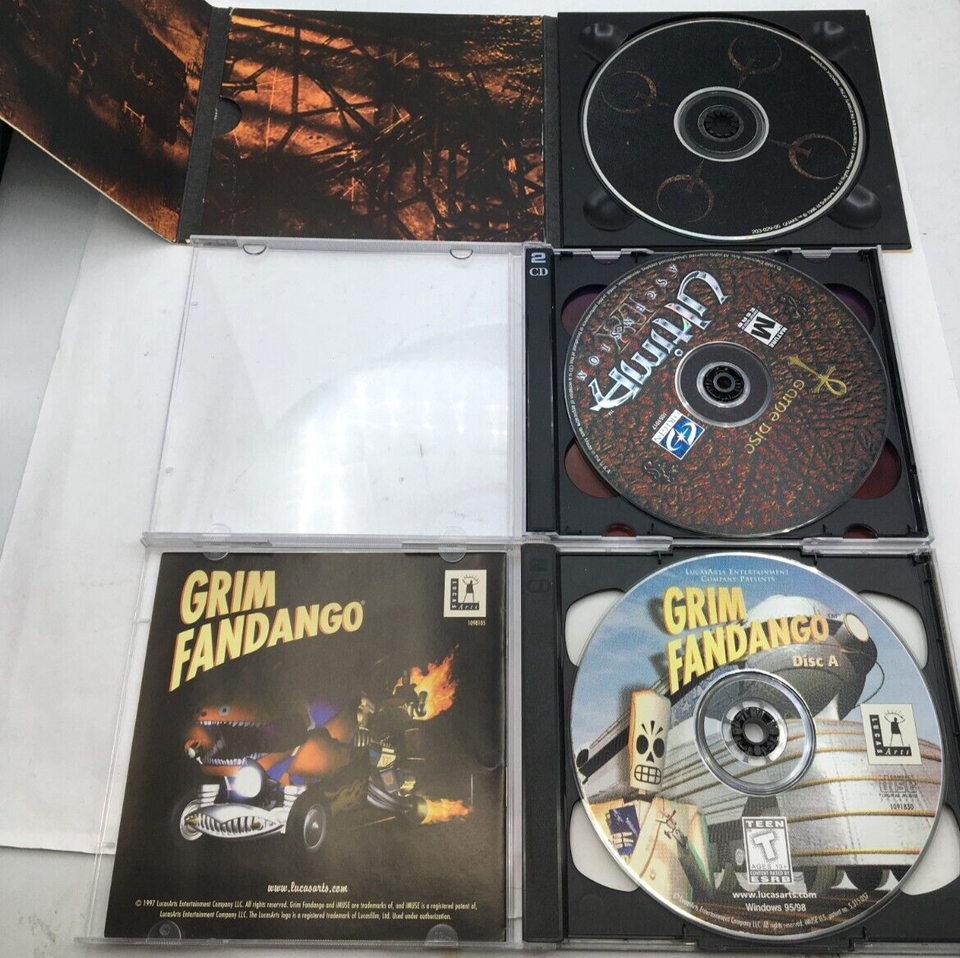 Vintage CD ROM Game Lot of 7 Risk II Grim Fandango Ultima Ascension ...
