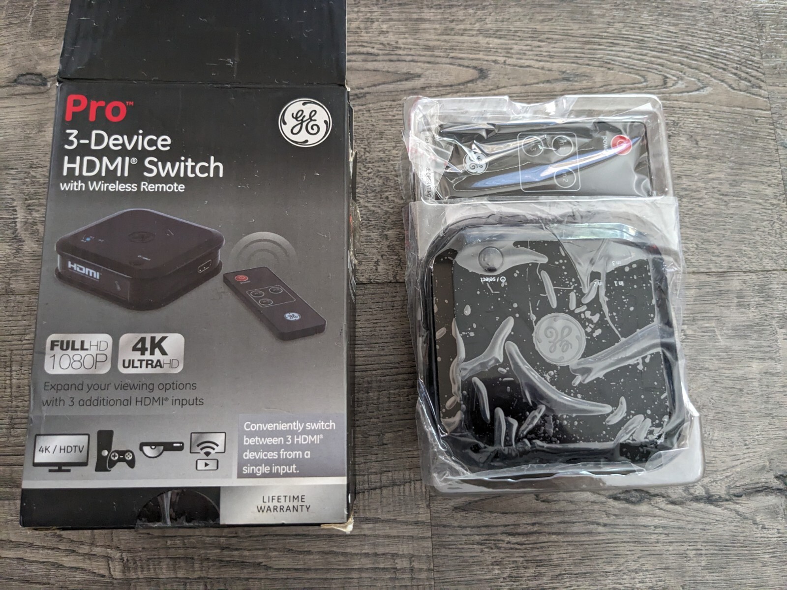 GE Pro 3-Device HDMI Switch with Wireless Remote Full HD 4k UltraHD NOS ...