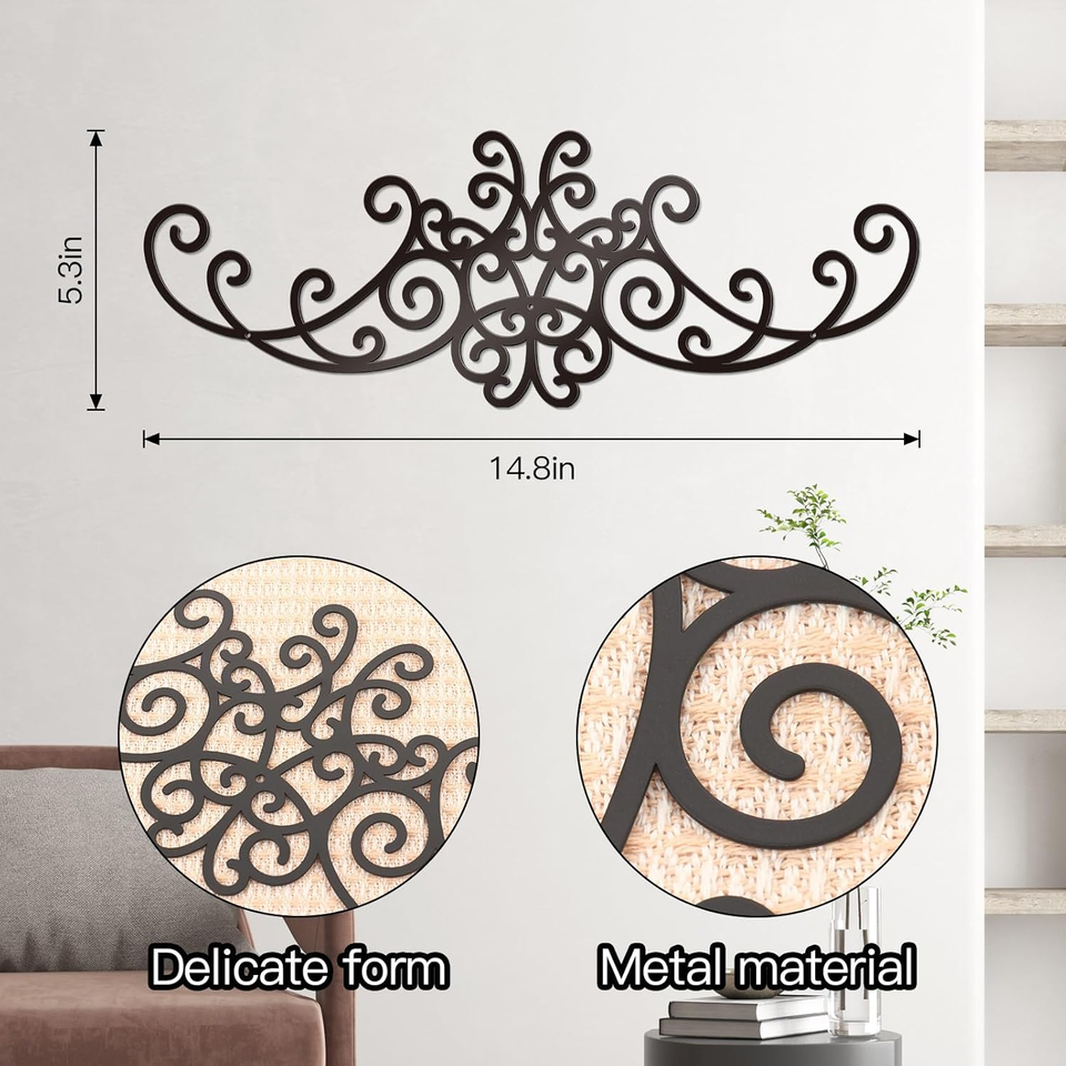 Black Metal Wall Art Traditional Metal Scroll Wall Decor Scroll Wall ...