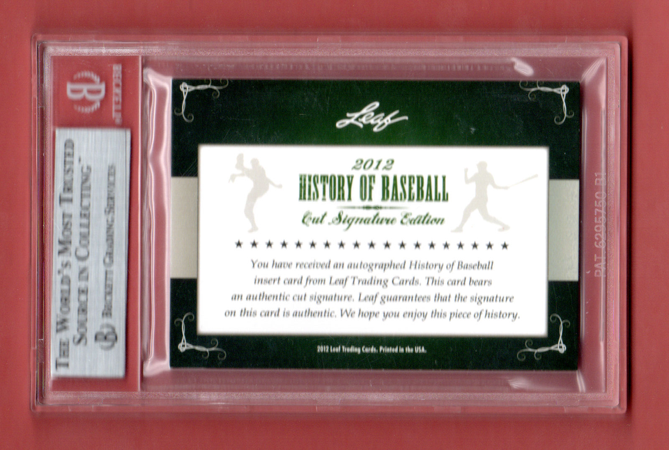 RAWLY EASTWICK 2012 LEAF HISTORY OF BASEBALL CUT AUTOGRAPH AUTO SP BGS ...