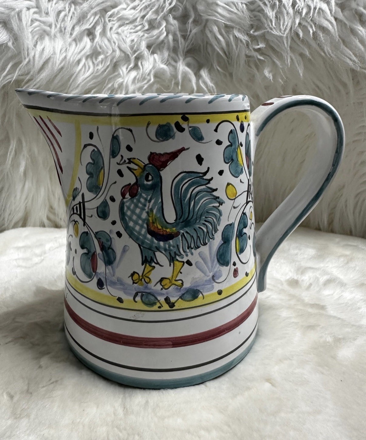 Beautiful Hand Painted Deruta For Sberna Rooster Pitcher, Vintage | eBay