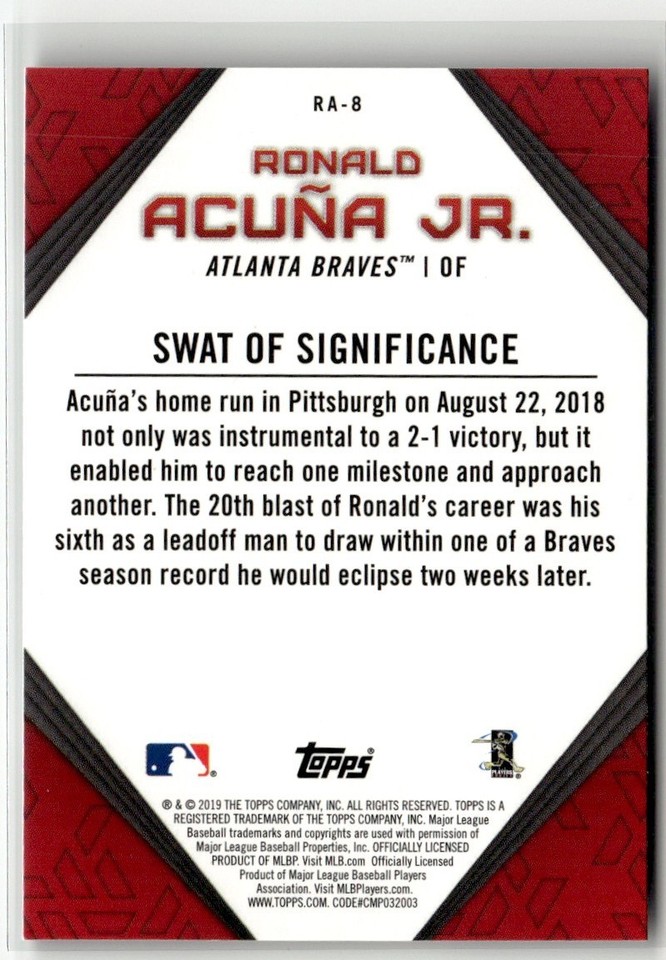2019 Topps Ronald Acuna Jr. Star Player Highlights Ronald Acuña Jr. #RA ...