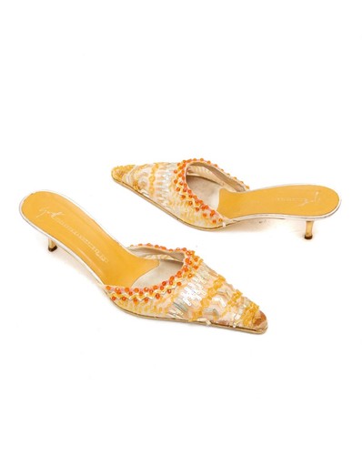 Vintage Giuseppe Zanotti Beaded Mesh Mule Heels SzUS 10 Embellished ...