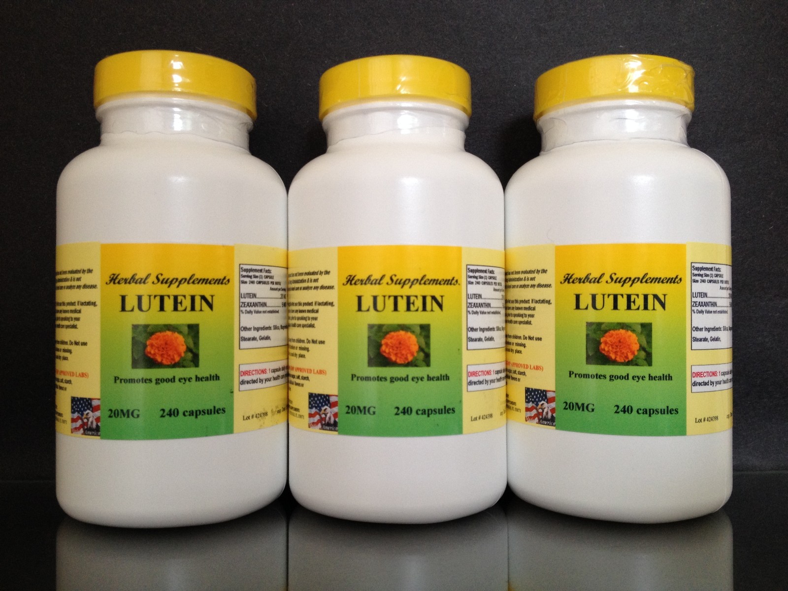 Lutein 20mg + Zeaxanthin - 720 (3x240) capsules . Made in USA ...