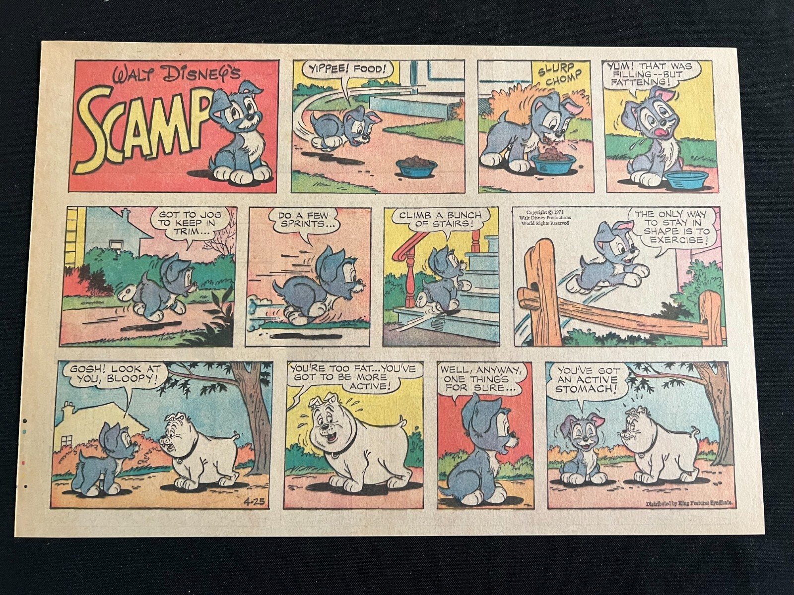 #H01 Walt Disney's SCAMP Lot of 5 Sunday Half Page Comic Strips 1971 | eBay